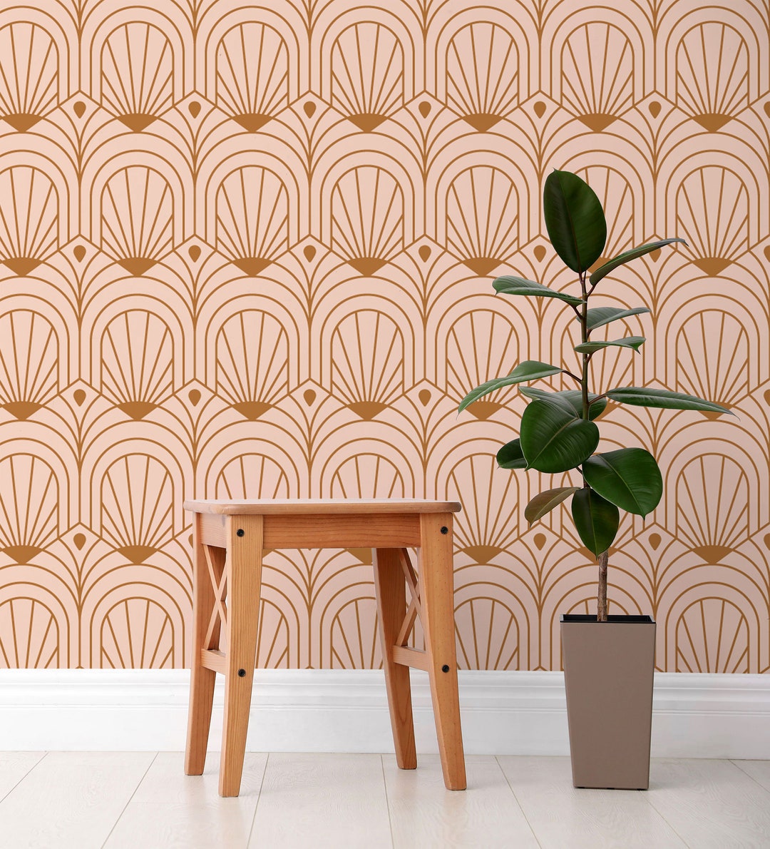 Art Deco Pattern Wallpaper, Peel and Stick, Abstract Geometric, Shell ...