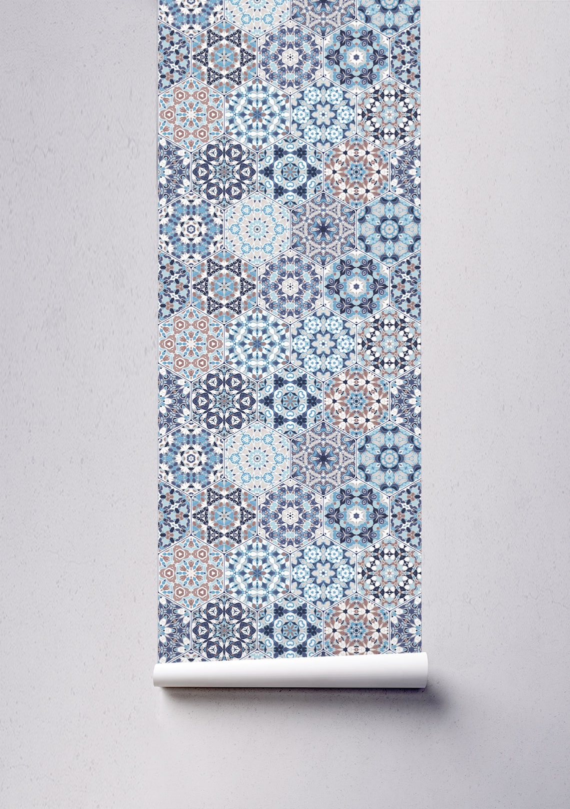 Moroccan Blue Tile Wallpaper Removable Peel and Stick | Etsy