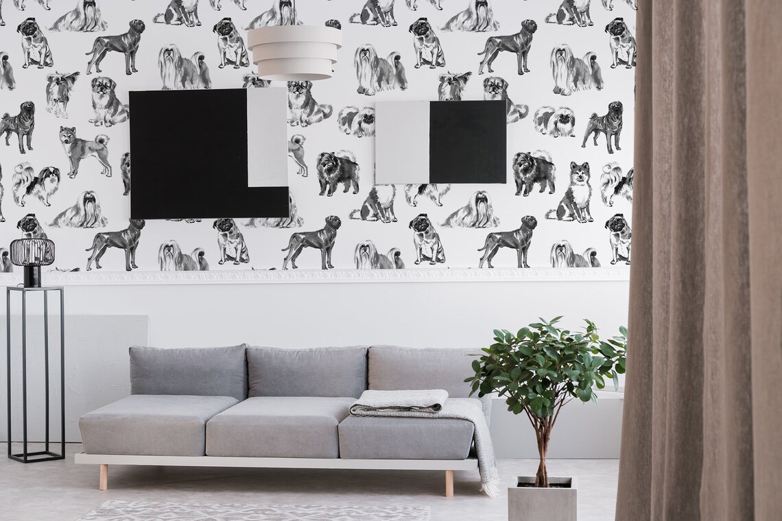 Dogs Wallpaper Peel and Stick Wall Mural Removable Animal | Etsy