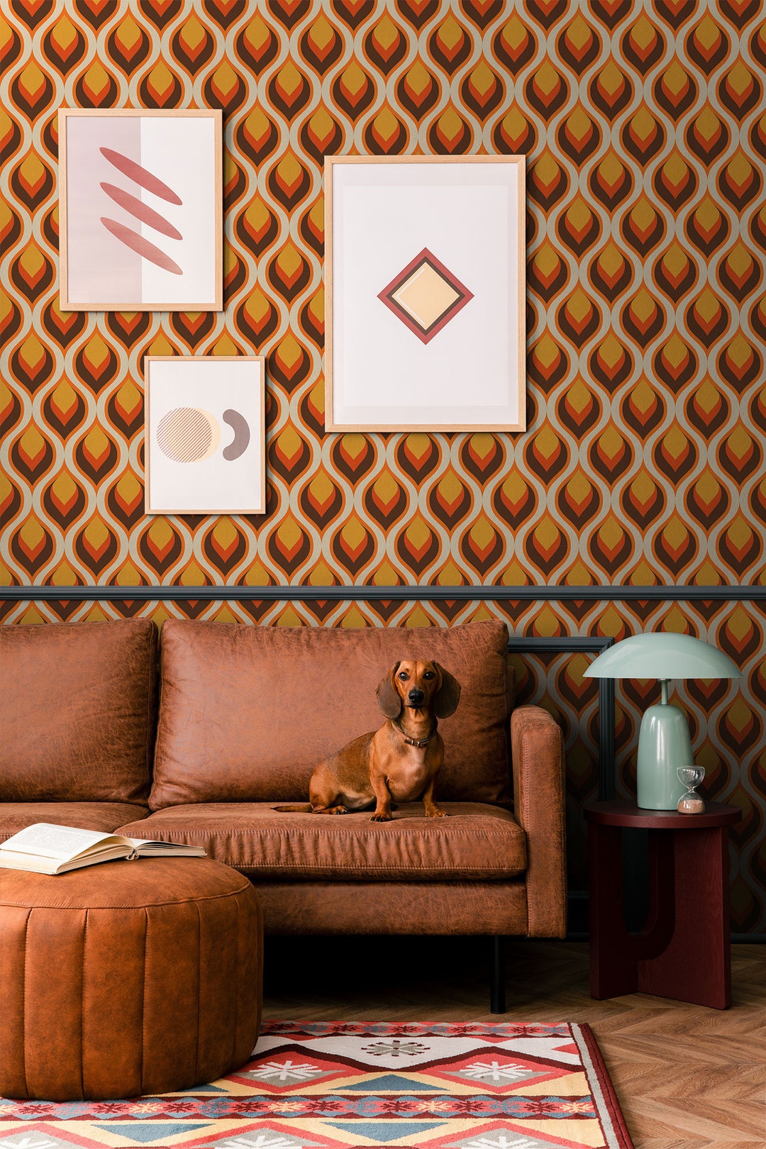 Retro Wallpaper, Mid-century Wallpaper, Abstract Geometric Wallpaper ...