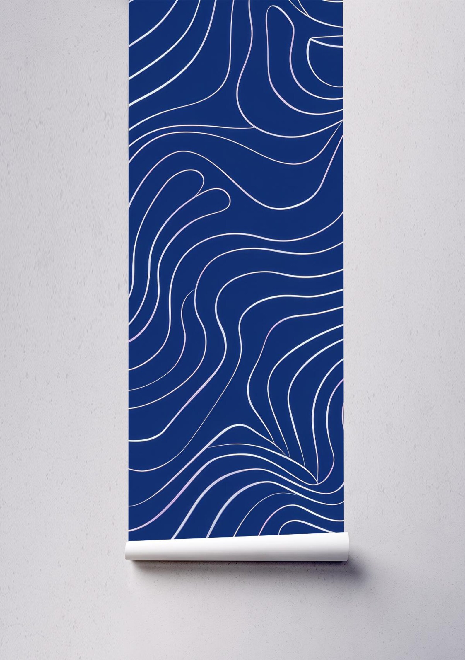 Abstarct Blue Wall Mural, Wavy Lines Wallpaper, Home Decor, Peel and ...