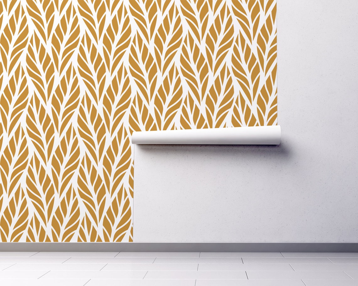 Feuilles géométriques papier peint amovible pelure et mur de | Etsy