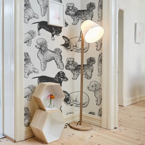 Black and White Dog Wallpaper, Removable Wallpaper, Peel and Stick ...