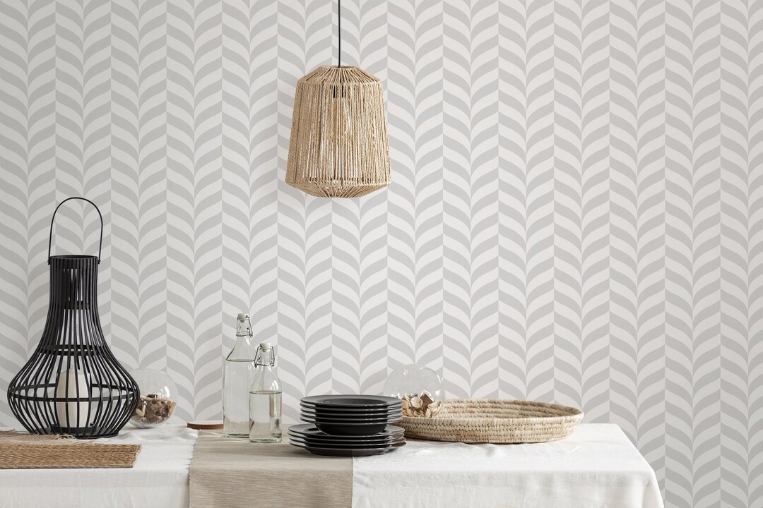 Gray Chevron Wallpaper, Self Adhesive Wallpaper, Geometric Pattern in ...