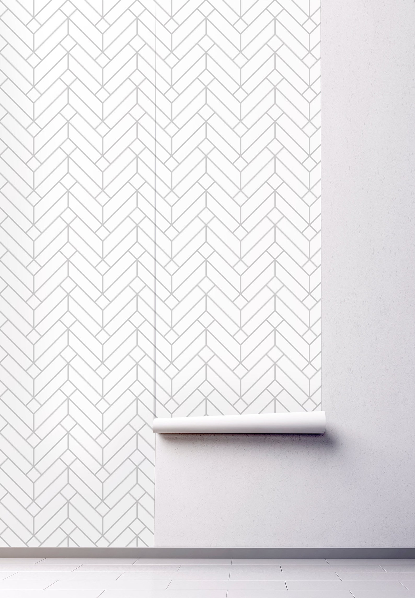 Geometric Wallpaper With Herringbone Pattern Peel and Stick | Etsy