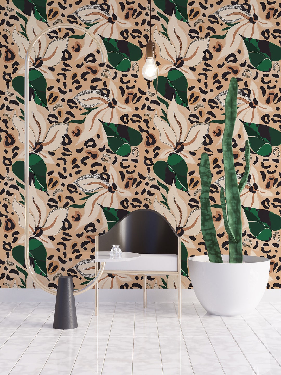 Modern Exotic Pattern Wallpaper, Repositionable, Peel and Stick ...