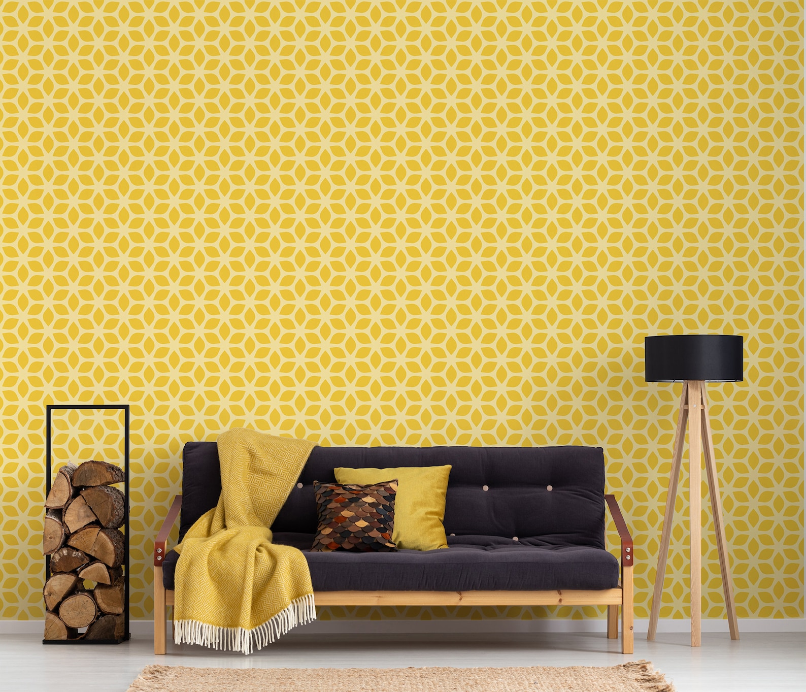 Removable Yellow Wallpaper With Abstract Pattern, Peel and Stick Wall ...
