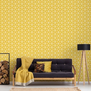 Removable Yellow Wallpaper With Abstract Pattern, Peel and Stick Wall ...