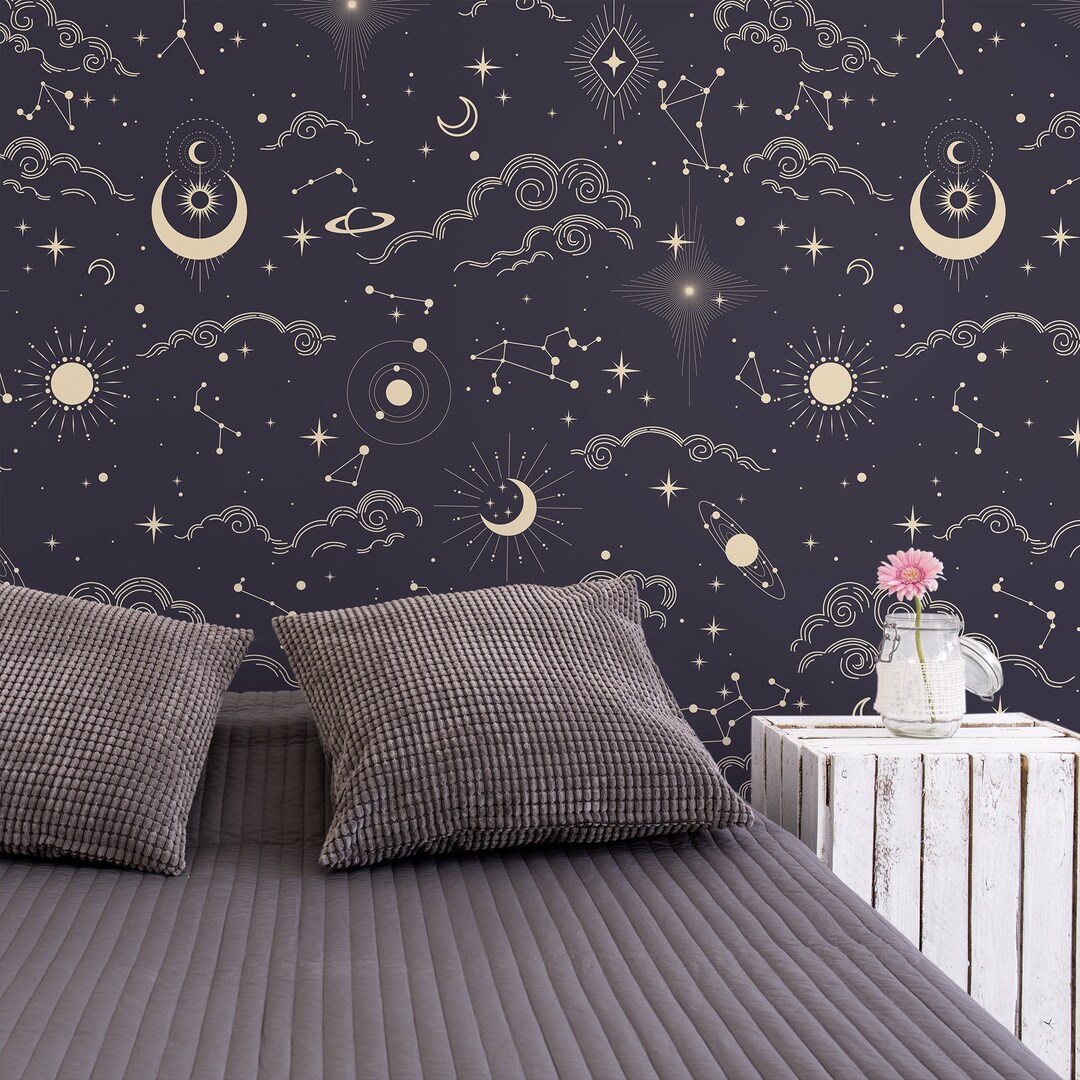 Astrology Symbols Wallpaper, Esoteric Mystical Wallpaper, Wall Mural ...