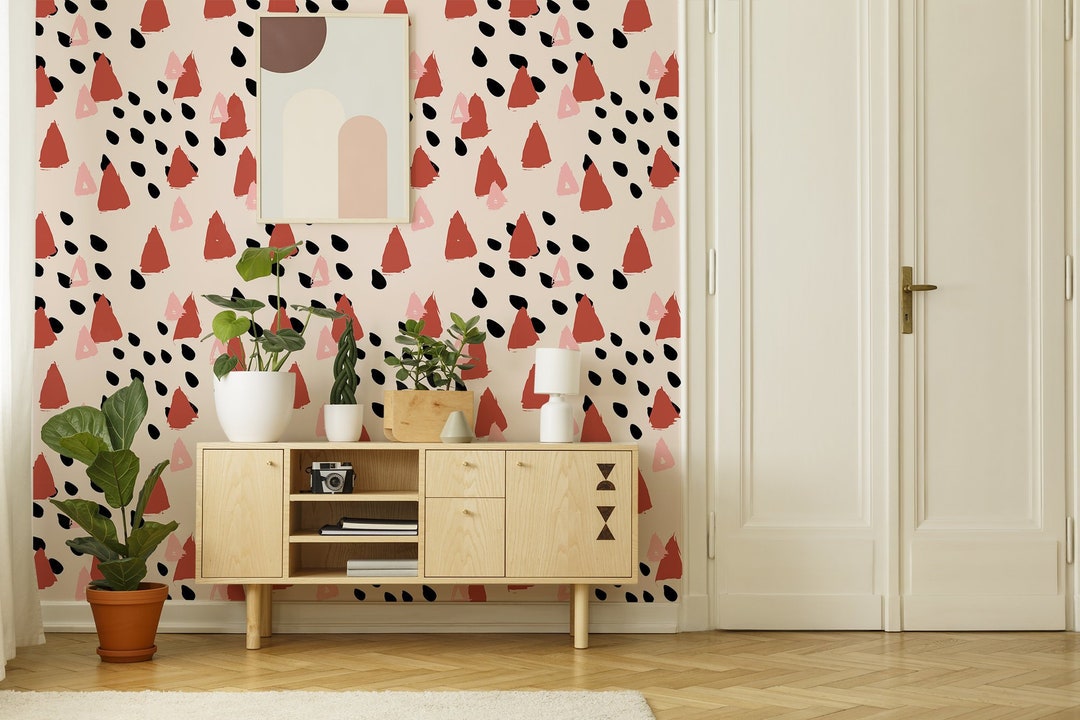 Colorful Spots Wallpaper, Self Adhesive Wallpaper, Hand Drawn Brush ...