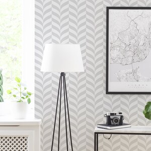 Gray Chevron Wallpaper, Self Adhesive Wallpaper, Geometric Pattern in ...