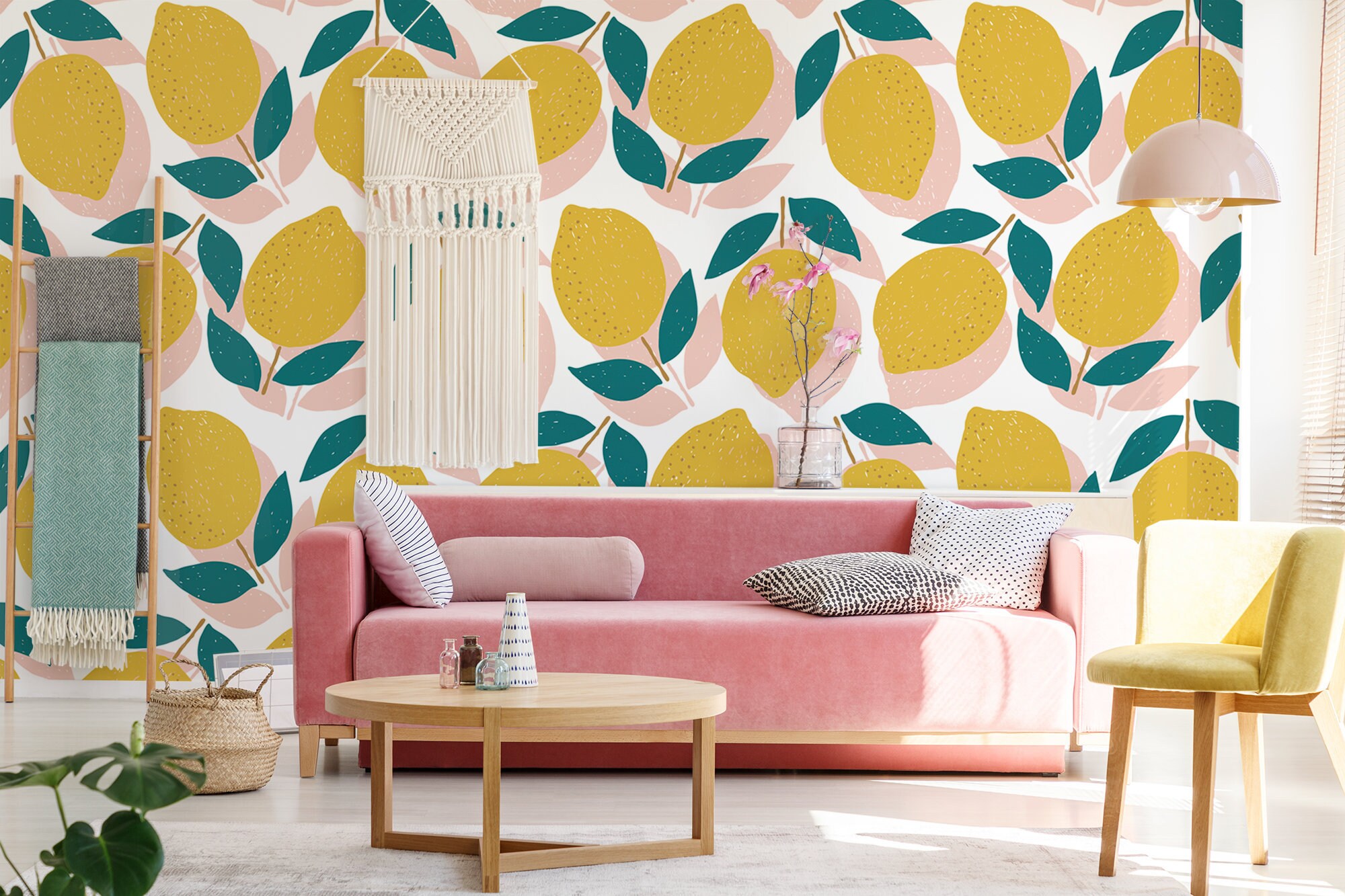 Abstract Lemon Wallpaper Self Adhesive Wallpaper Lemon | Etsy