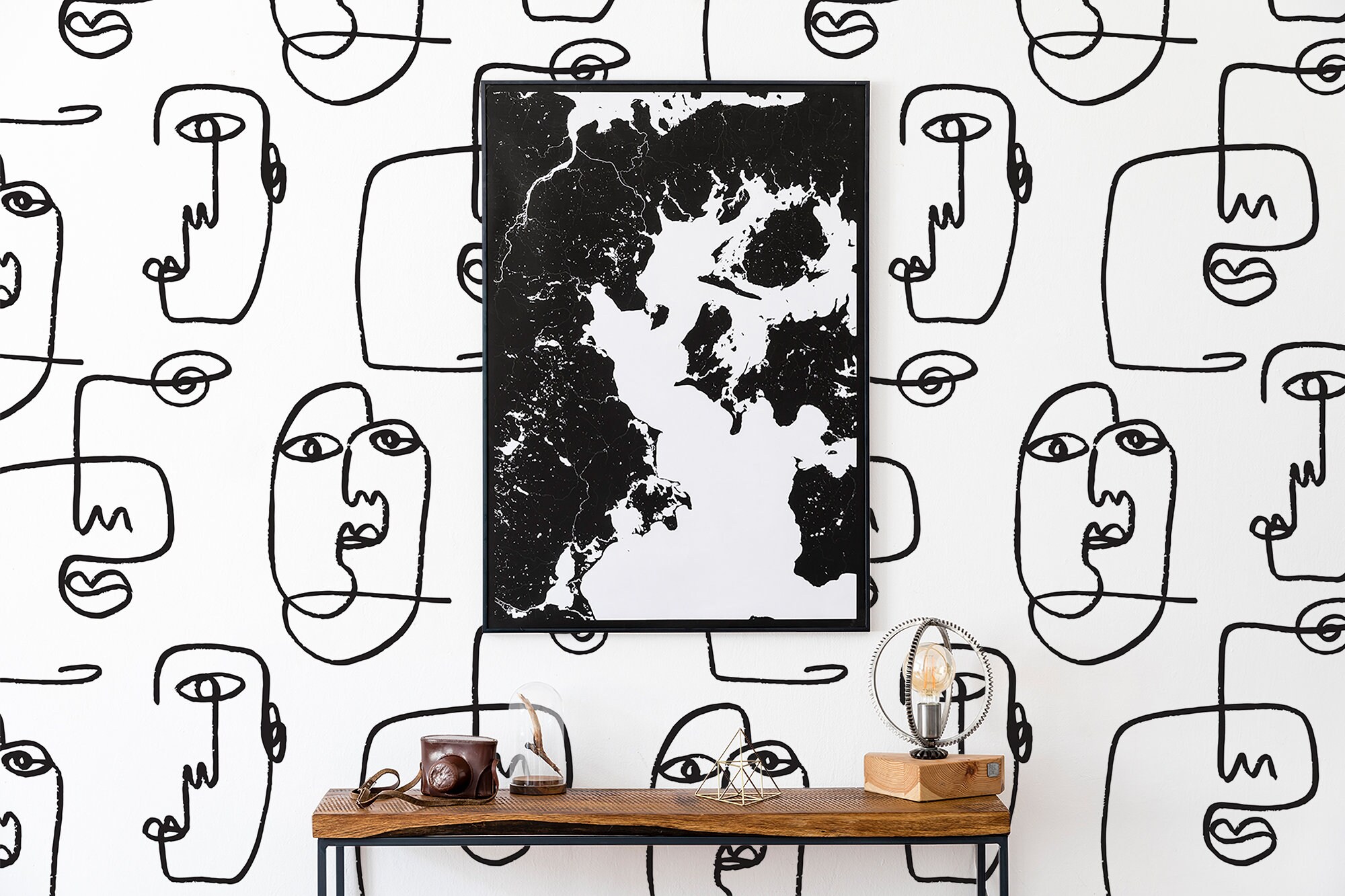 Women Face Line Art Wallpaper Repositionable Peel and Stick | Etsy