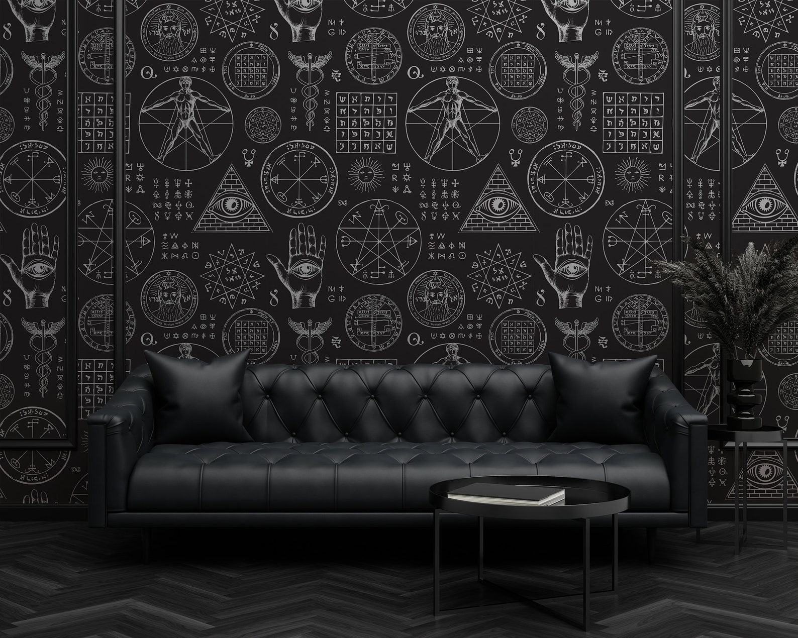 Esoteric Wallpaper, Astrology Symbols, Vitruvian Man, Wall Mural, Peel ...