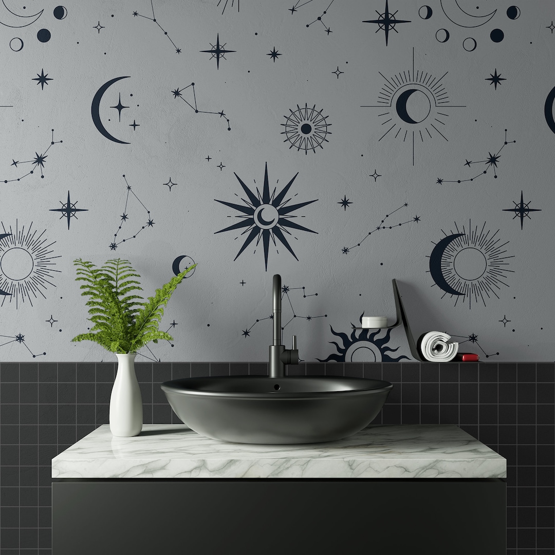 Celestial Wallpaper, Astrology Wallpaper, Esoteric Wallpaper, Peel and ...