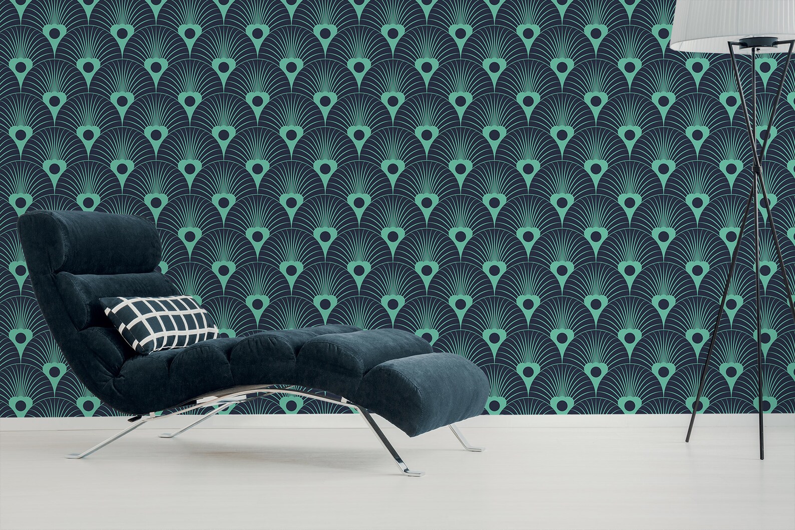 Neon Blue Art Deco Wallpaper Self Adhesive Wallpaper Vintage - Etsy