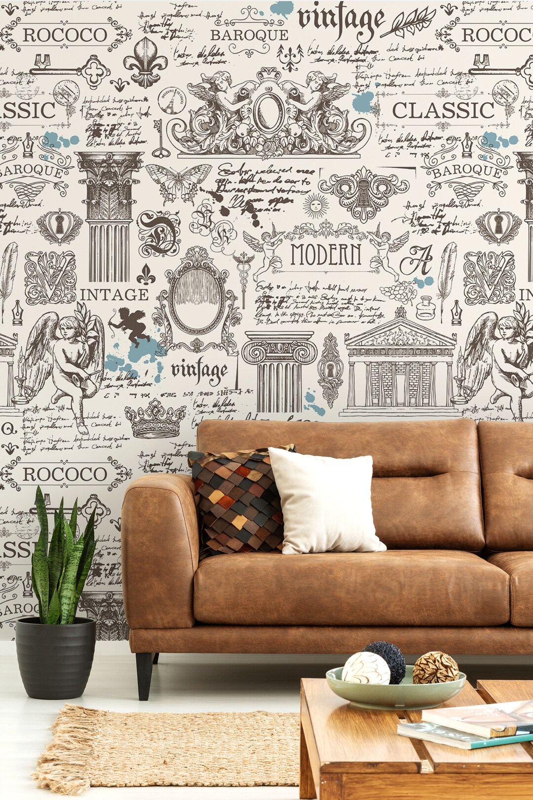 Art Wallpaper With Handwritten Notes and Drawings, Self Adhesive ...