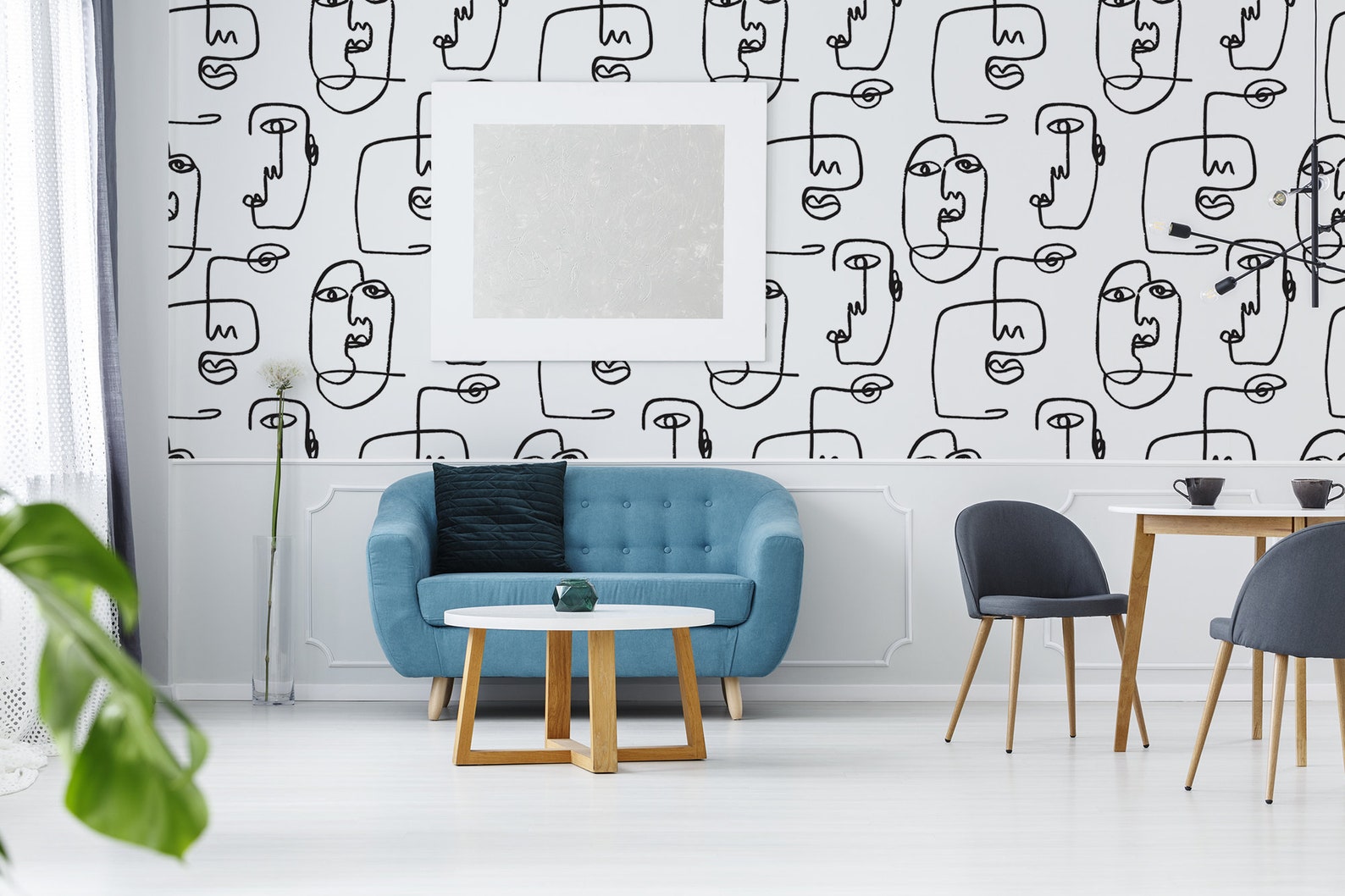 Women Face Line Art Wallpaper Repositionable Peel and Stick | Etsy