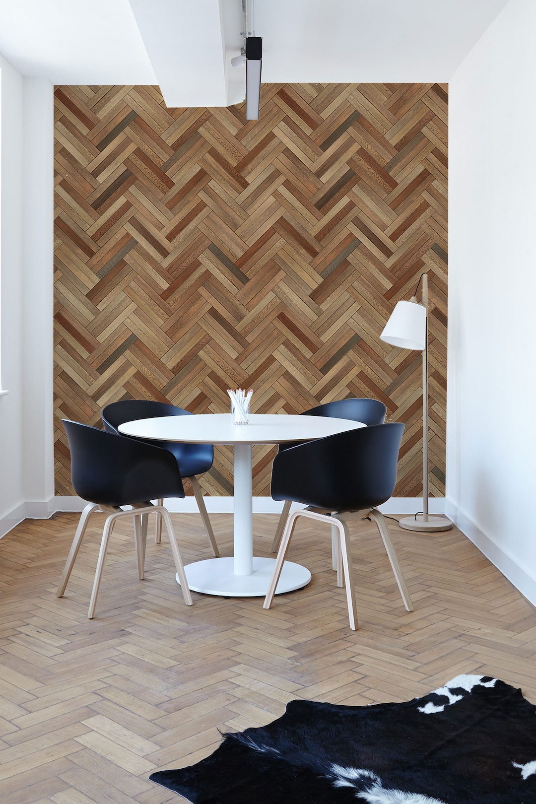 Brown Wood Herringbone Wallpaper, Peel and Stick Wallpaper Roll ...