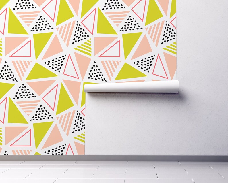 Geometric Removable Wallpaper Pattern With Colorful | Etsy