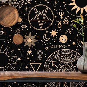 Dark Esoteric Wallpaper, Astrology and Magical Symbols, Wall Mural ...