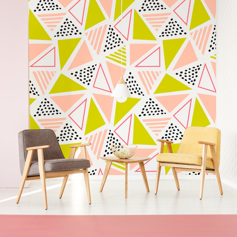 Geometric Removable Wallpaper Pattern With Colorful | Etsy