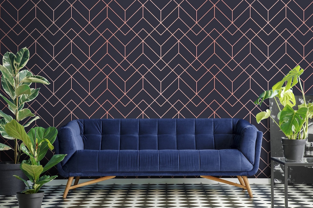 Vintage Geometric Wallpaper, Peel and Stick Wall Mural With Elegant ...