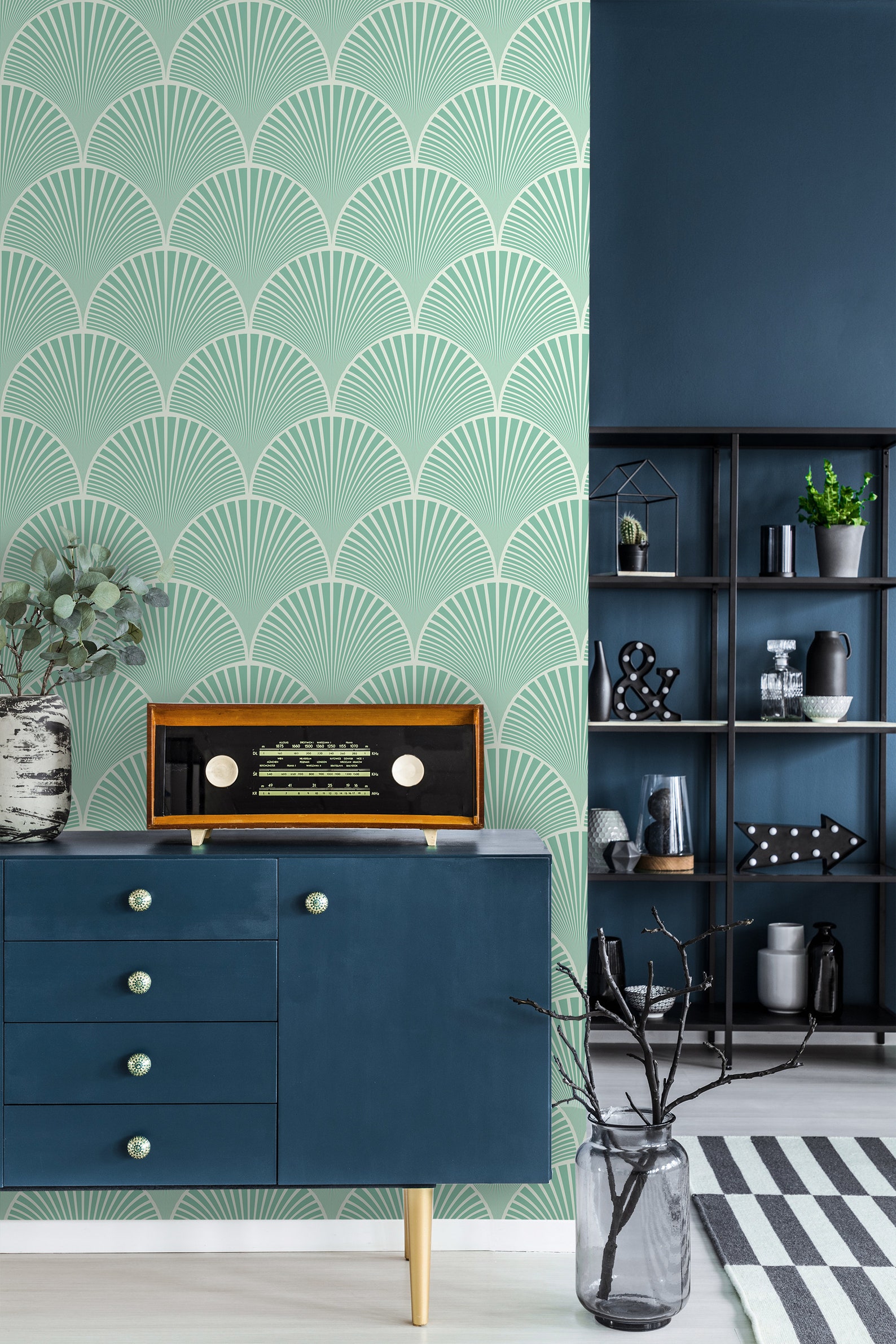 Turquoise Japanese Wallpaper Self Adhesive Wallpaper - Etsy