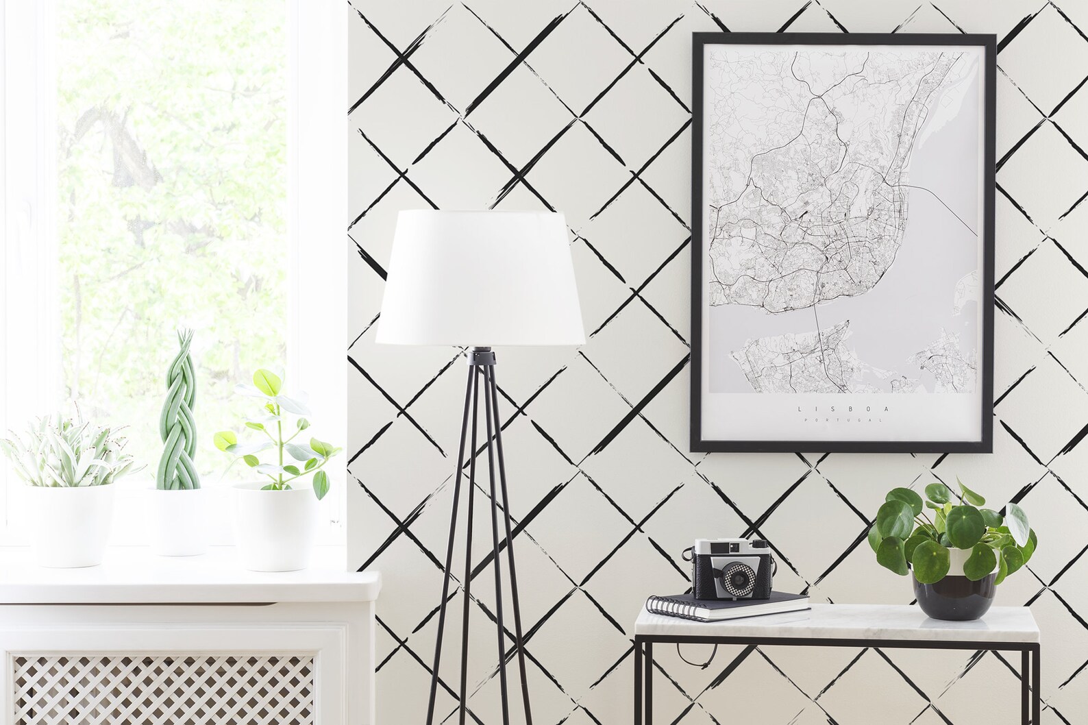 Modern Diagonal Tiles Wallpaper Self Adhesive Wallpaper Hand | Etsy