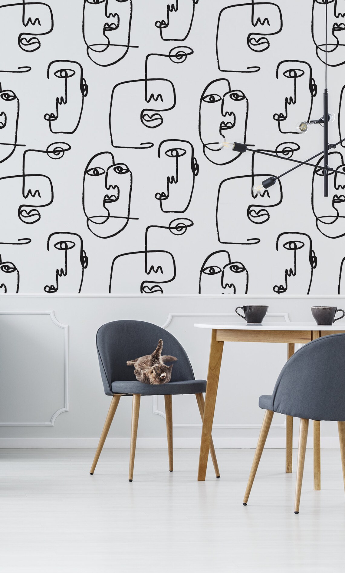 Women Face Line Art Wallpaper Repositionable Peel and Stick | Etsy