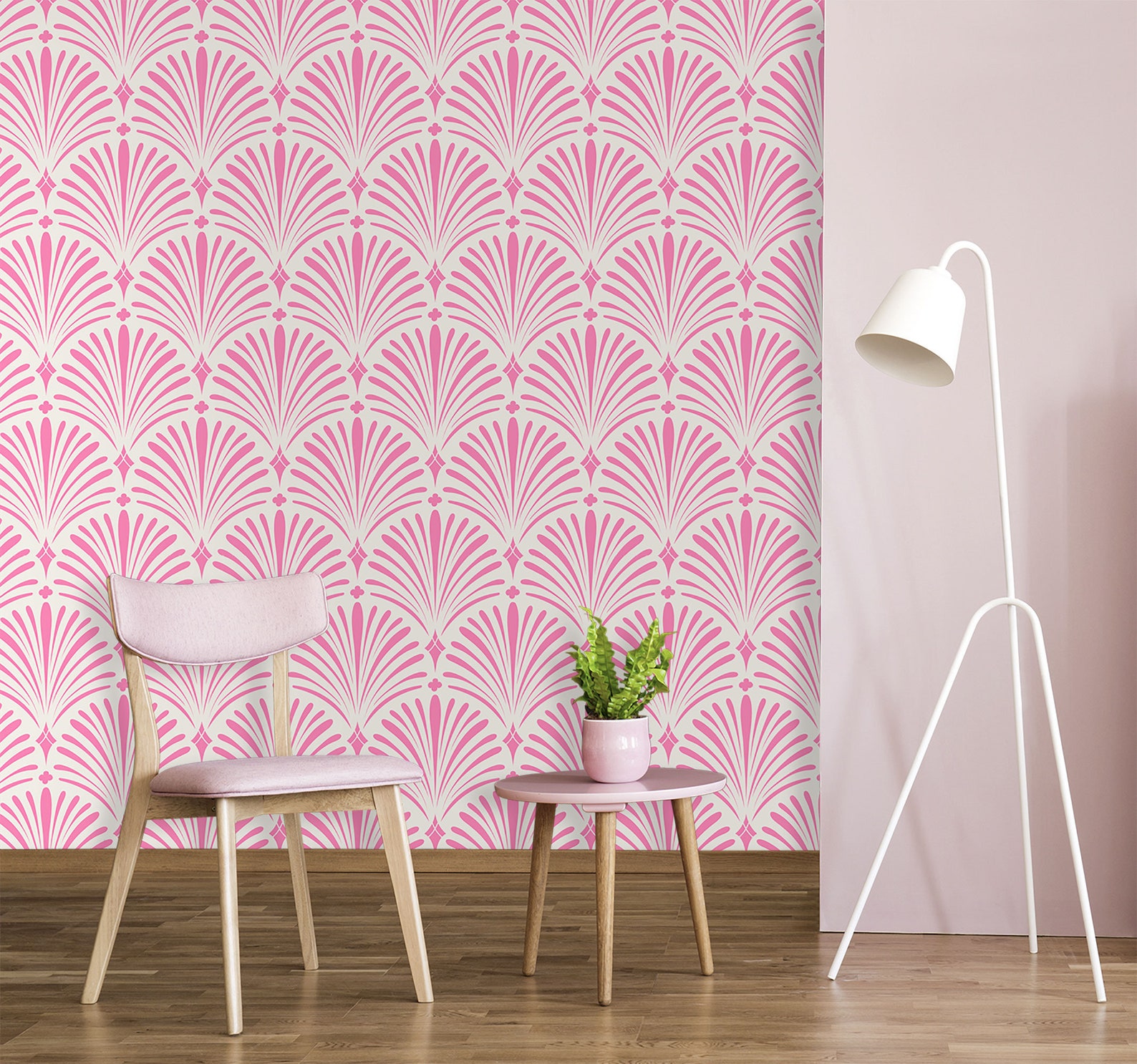 Pink Art Deco Pattern Wallpaper Repositionable Peel and Stick - Etsy