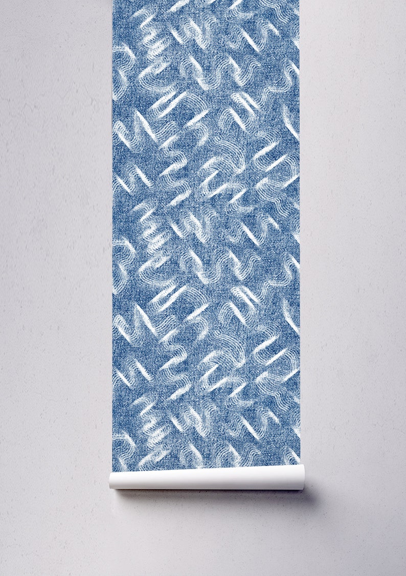 Abstract Self Adhesive Wallpaper, Hand Drawn Pattern With Blue Spots ...