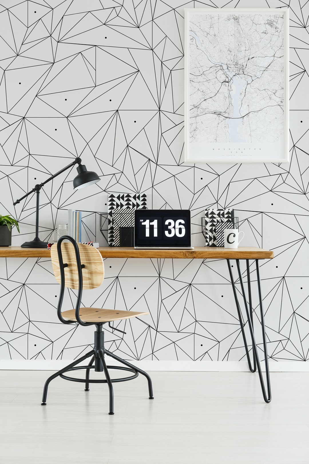 Geometric Wallpaper, Self Adhesive Wallpaper, Simple Pattern, Peel and ...