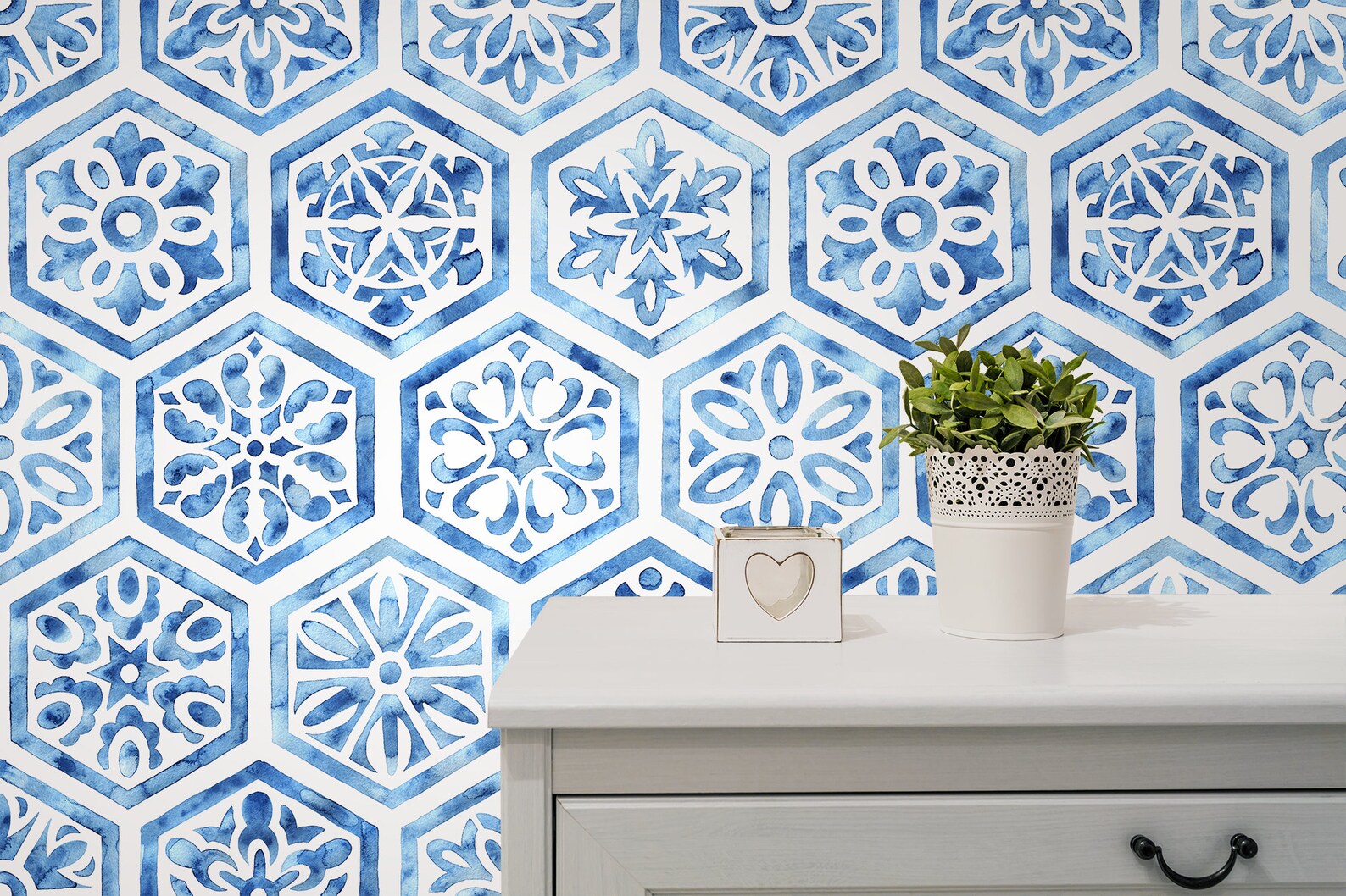Portuguese Azulejo Tile Wallpaper, Peel and Stick Removable ...