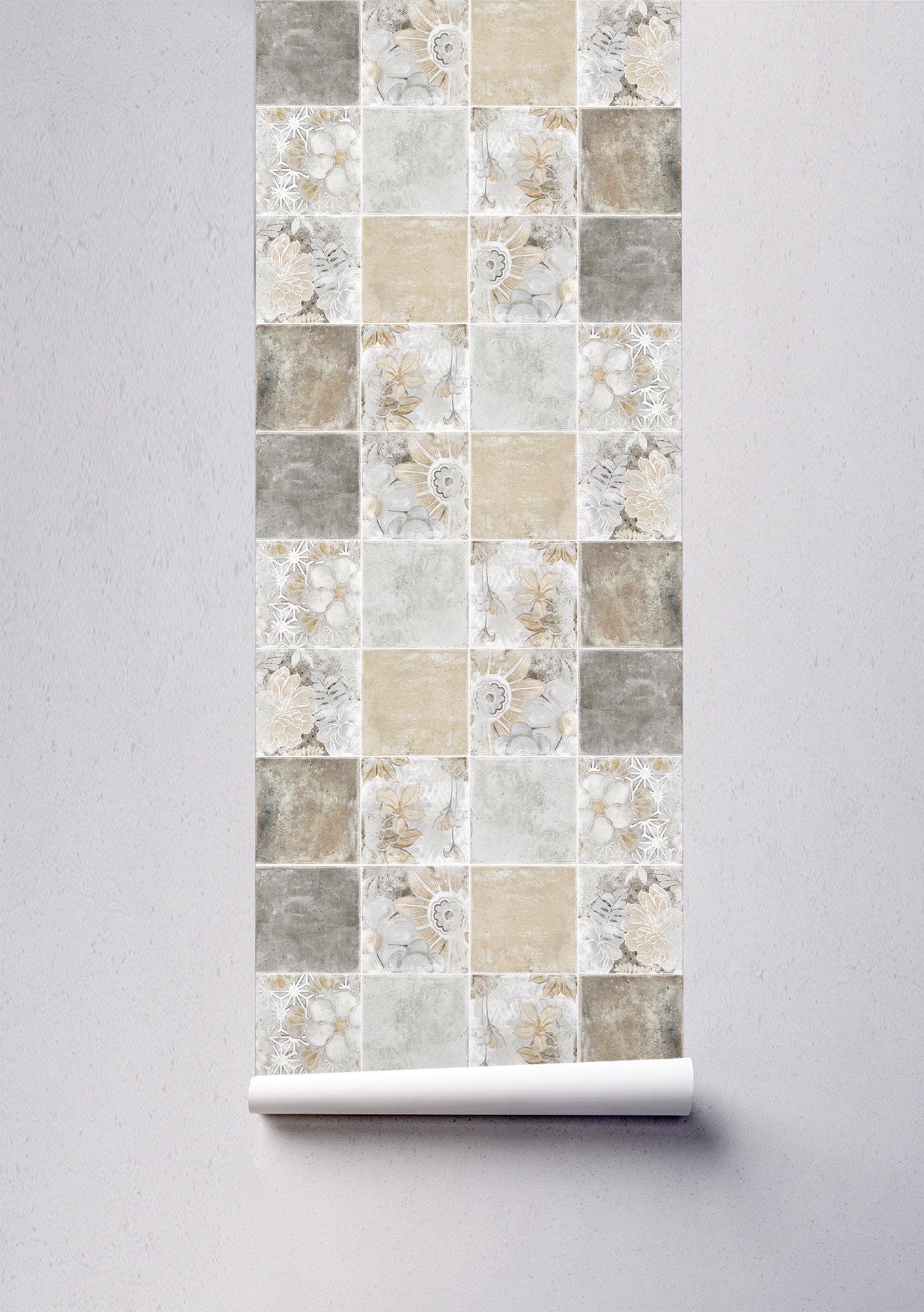 Beige Moroccan Tile Wallpaper Repositionable Peel and Stick | Etsy