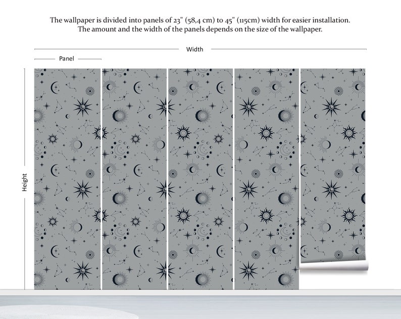 Celestial Wallpaper, Astrology Wallpaper, Esoteric Wallpaper, Peel and ...