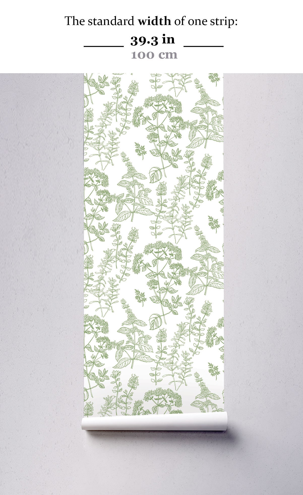 Green Botanical Wallpaper Floral Pattern Wallpaper Self | Etsy