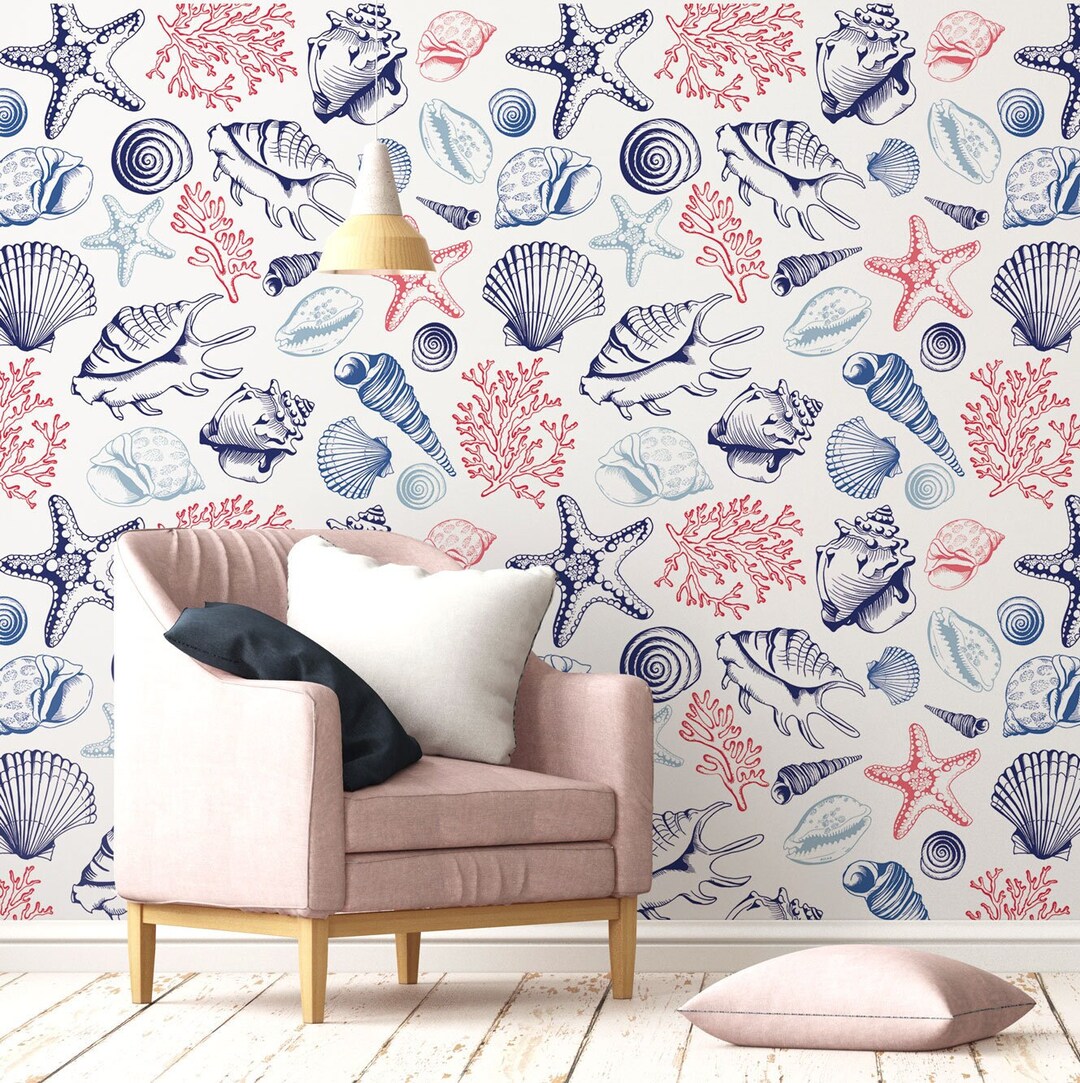 Sea Life Wallpaper, Shell Pattern Wallpaper, Self Adhesive ...