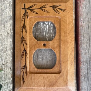 Wooden Single Outlet Wall Plate Cover Wood Burned the Trailing Vine ...