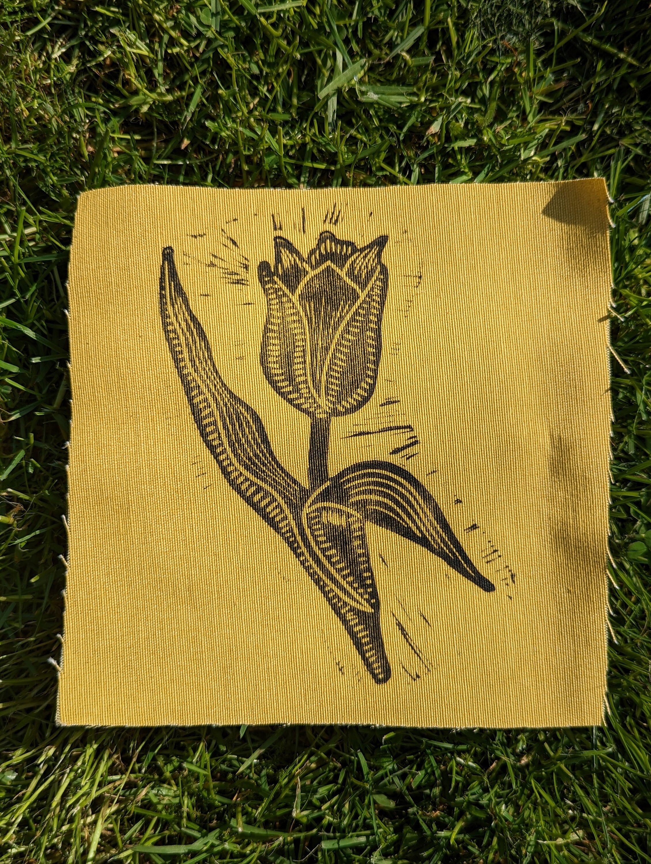 Tulip Lino Print Patch Spring Collection Fabric Patch Flower Patch ...
