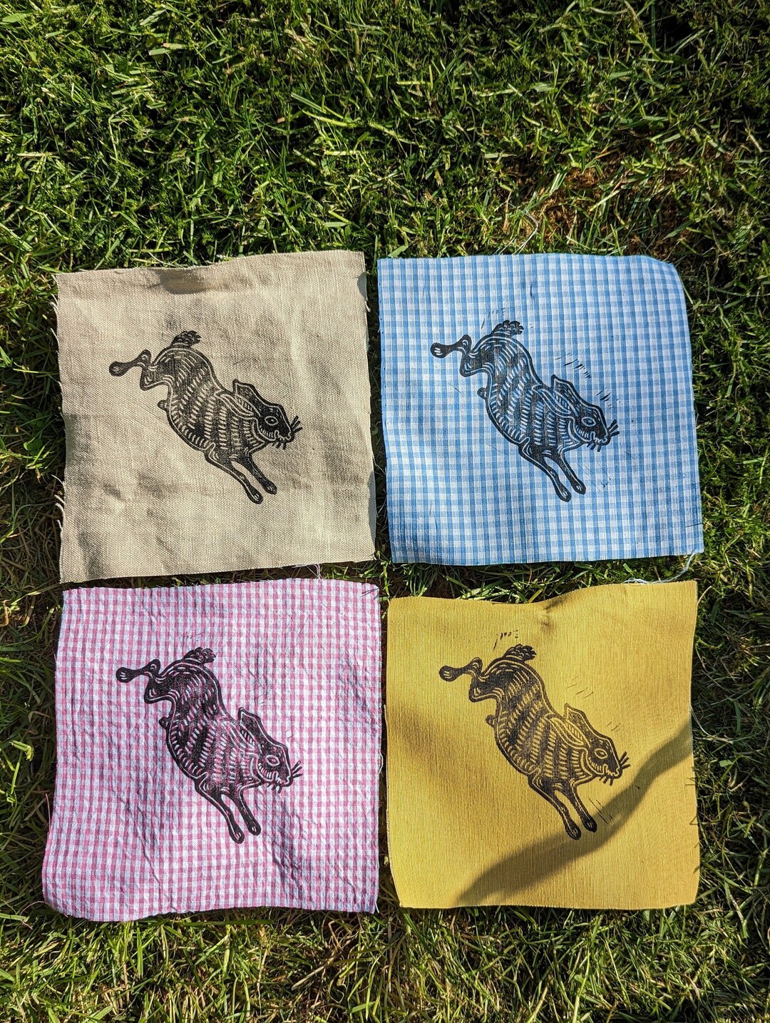 Hare Lino Print Patch Spring Collection Fabric Patch Flower Patch ...