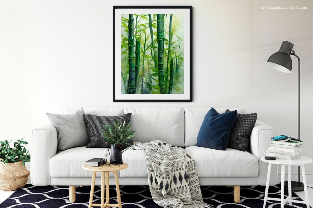 Bamboo Print, Bamboo Painting, Bamboo Wall Art, Green Bamboo ...