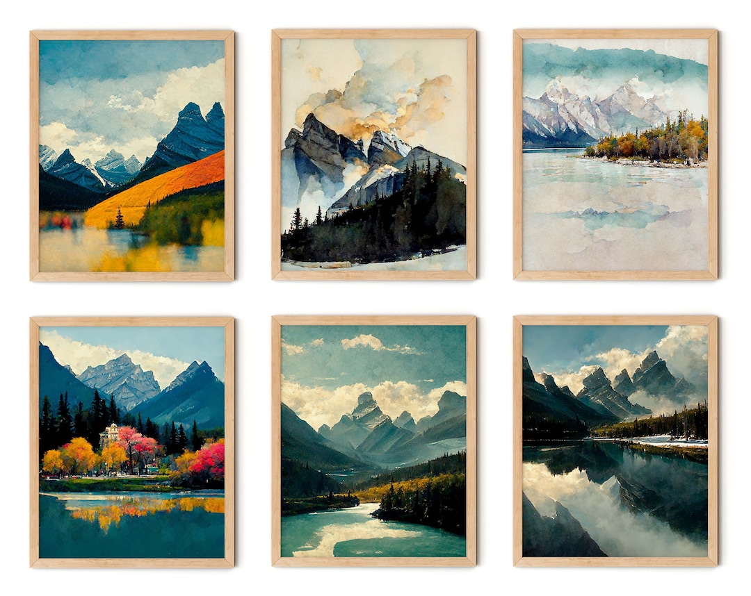 Banff Print Set of 6, Banff Art, Canada Print, Banff Wall Art, Banff ...