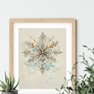 Snowflake Print, Snowflake Printable, Snowflake Art Print, Christmas ...