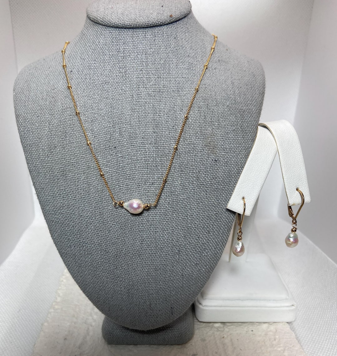 Baroque Pearl Necklace, Baroque Pearl Gold Necklace, Minimalist Gold ...