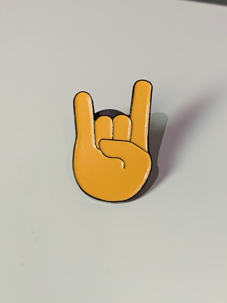 Rock On! Emoji Enamel Pin - Etsy