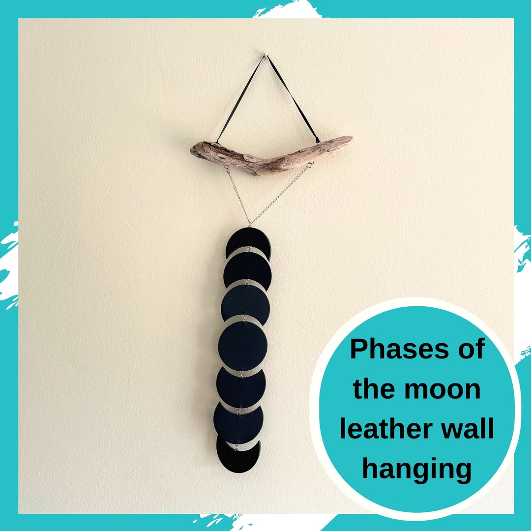 PHASES of the MOON WALL Art Leather and Driftwood Moon Phases - Etsy