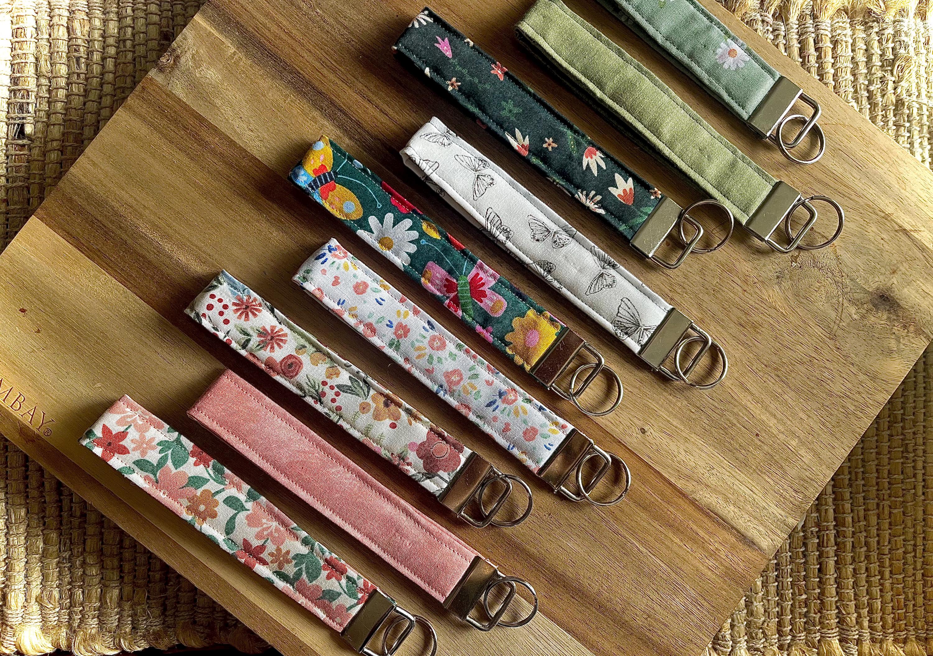Floral Cotton Wristlet Keychain: Boho Car Key Lanyard - Etsy