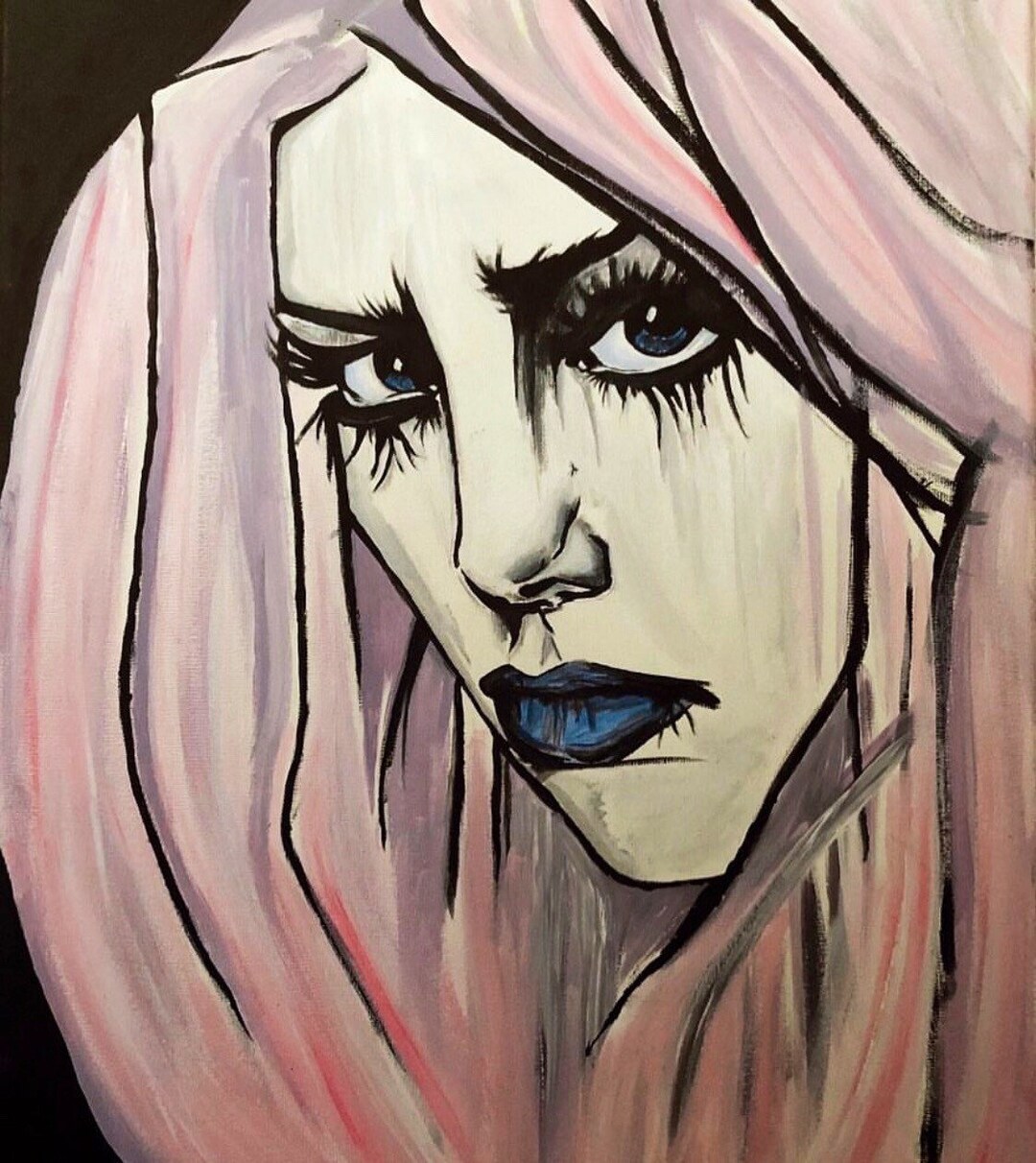 Cartoon Girl- Acrylic Painting on Canvas - Etsy
