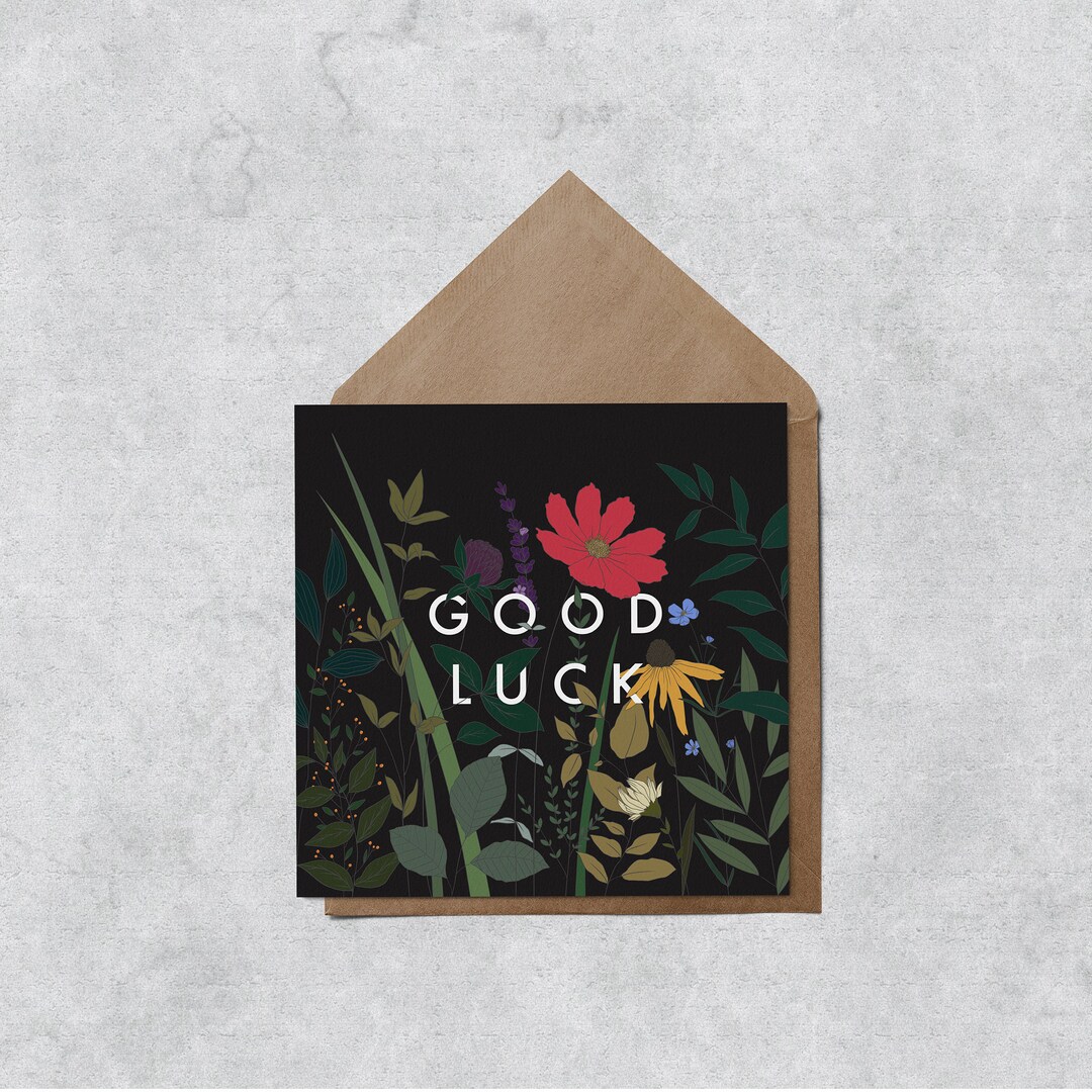 Floral Good Luck Card - Etsy